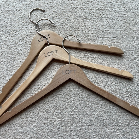 LOFT | Storage & Organization | 3 Loft Taylor Wood Clothes Hangers Retail Type Pads Wooden ...